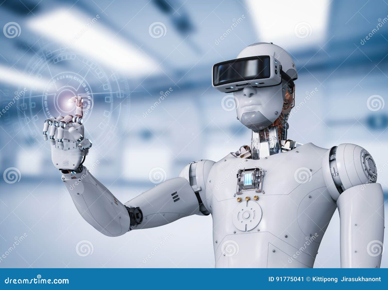 Android Robot Wearing Vr Headset Stock Image - Image of glasses ...