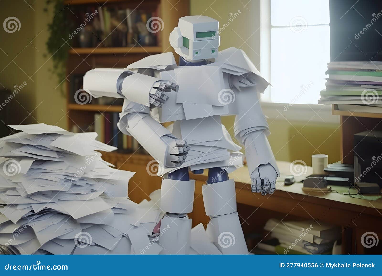 Android Robot for Working with Archive Documents. Neural Network AI ...