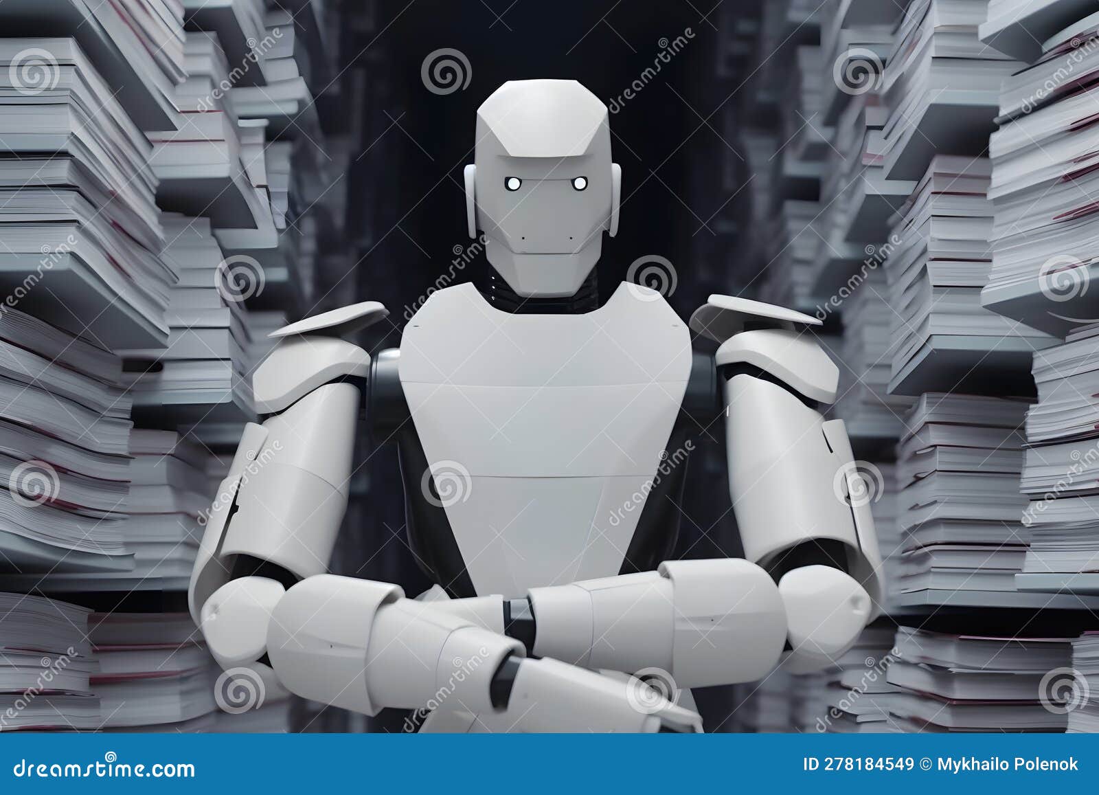 Android Robot for Working with Archive Documents. Neural Network AI ...