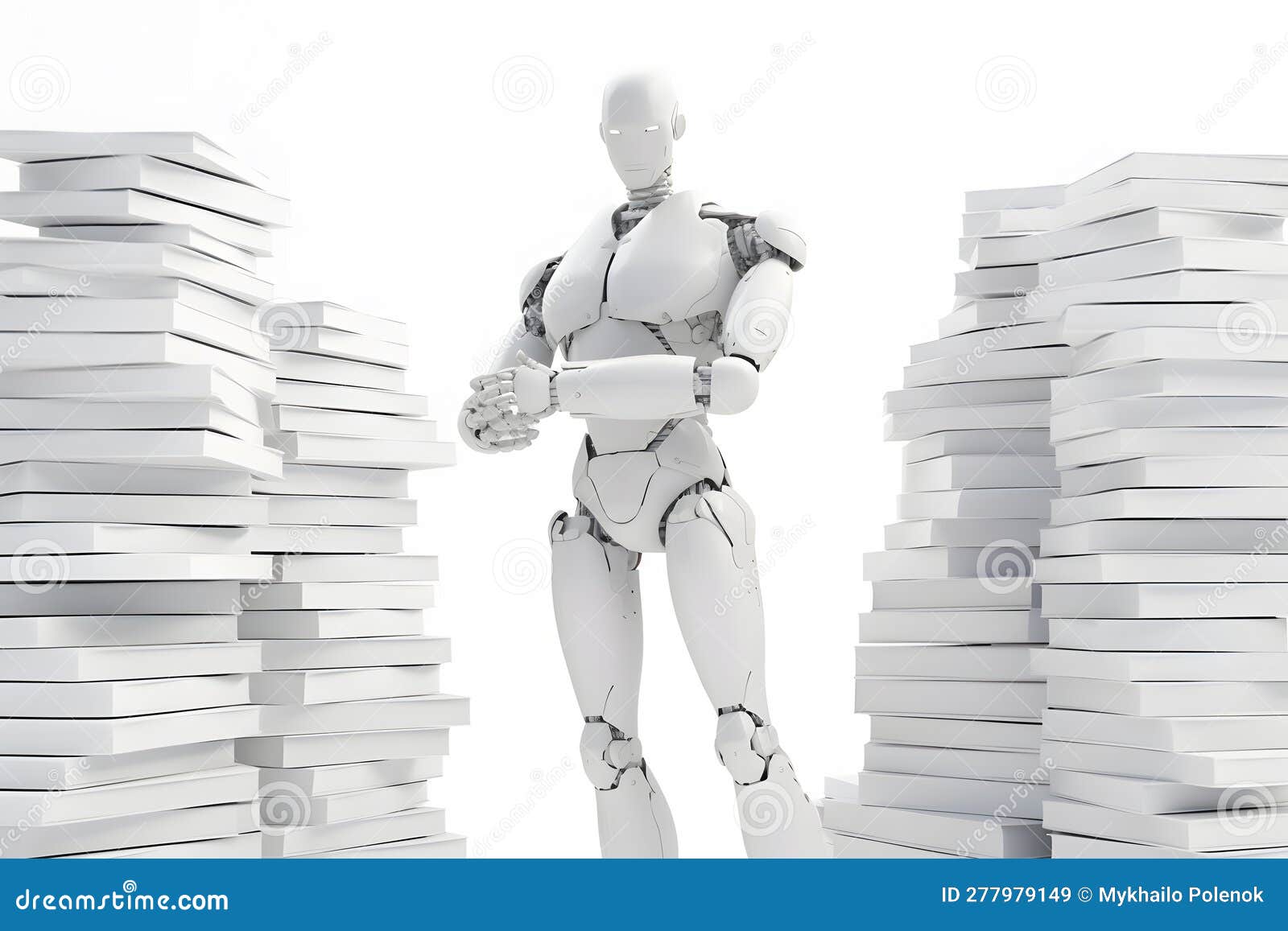 Android Robot for Working with Archive Documents. Neural Network AI ...