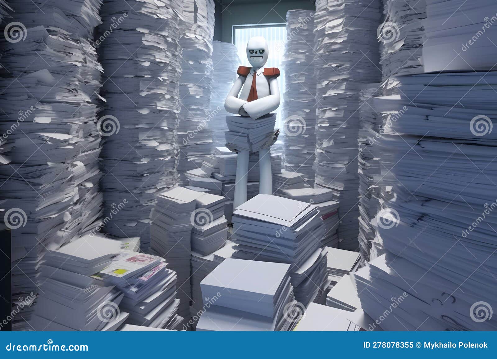 Android Robot for Working with Archive Documents. Neural Network AI ...