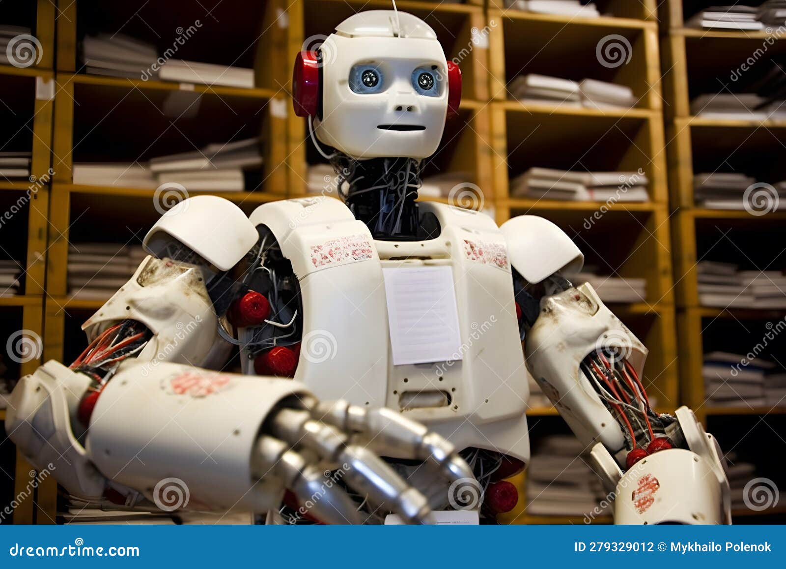 Android Robot for Working with Archive Documents. Neural Network AI ...