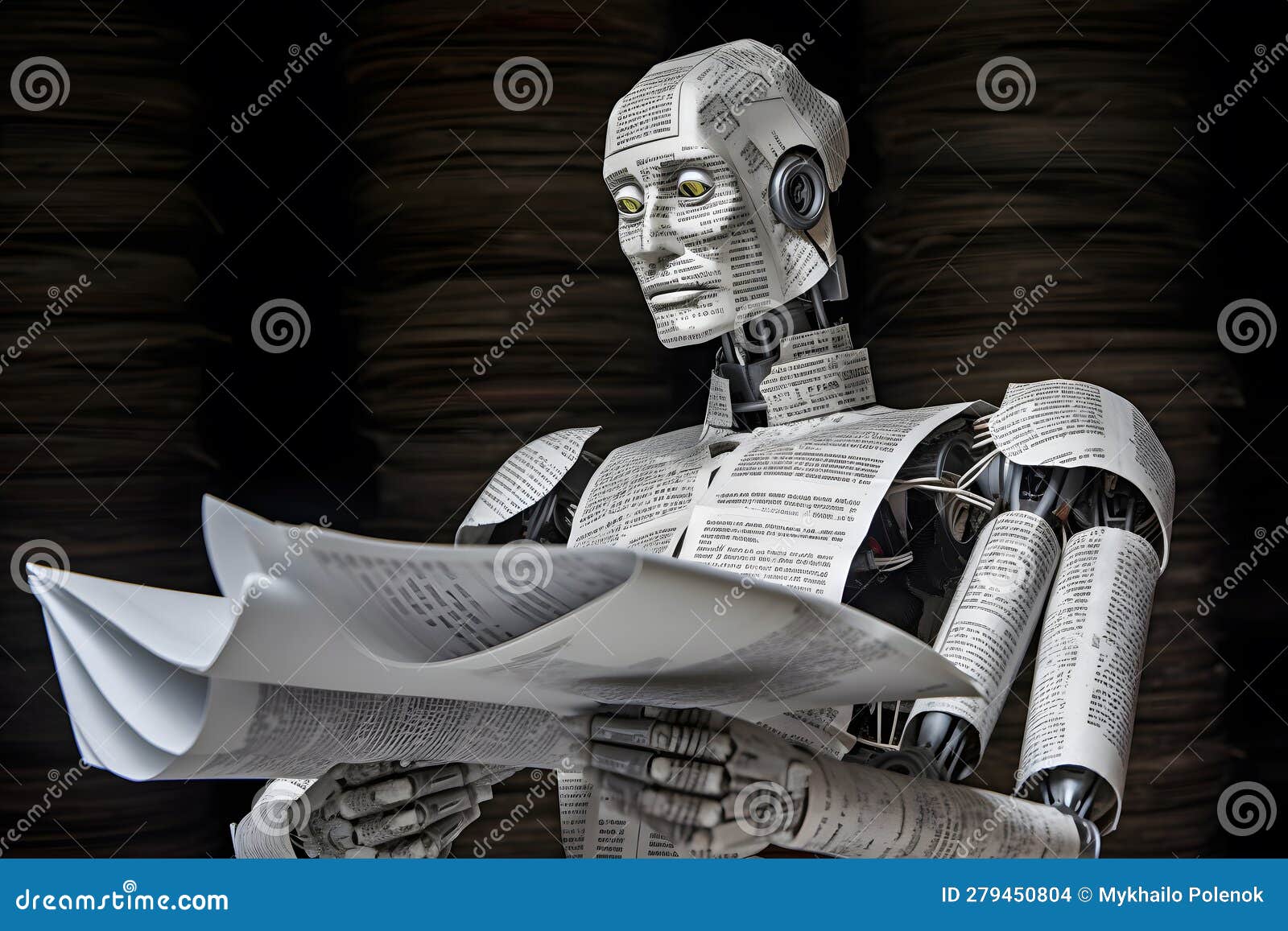 Android Robot for Working with Archive Documents. Neural Network AI ...