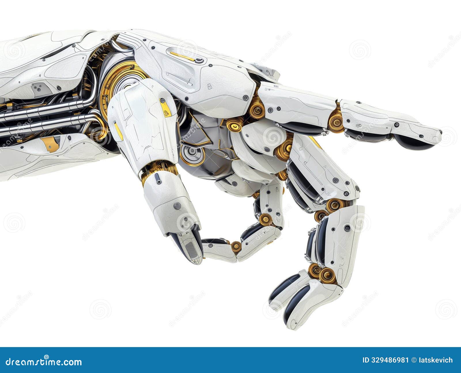 Android Robotic Hand, Bionic Index Finger Touch, Isolated on White ...