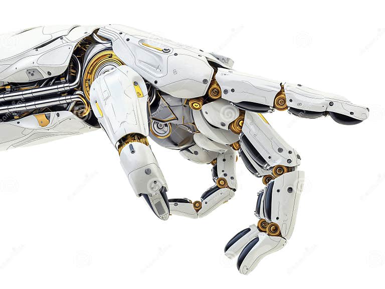 Android Robotic Hand, Bionic Index Finger Touch, Isolated on White ...
