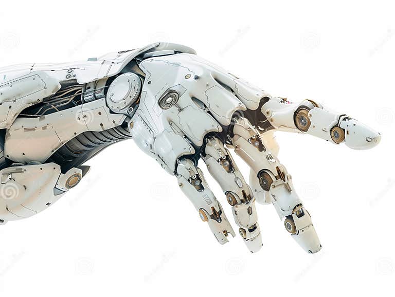 Android Robotic Hand, Elegant Bionic Fingers, Isolated on White ...