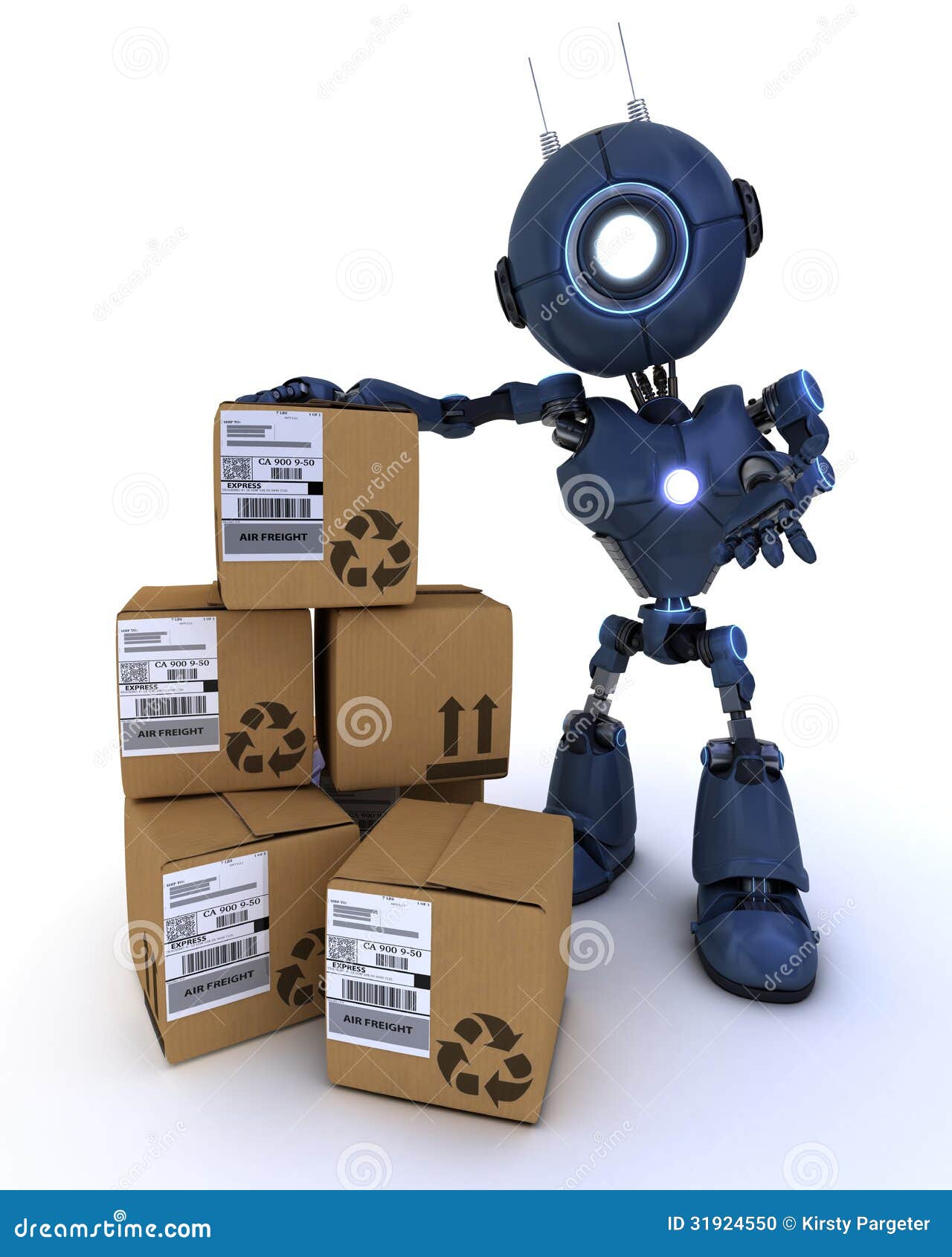 Android with Shipping Boxes Stock Illustration - Illustration of carton ...