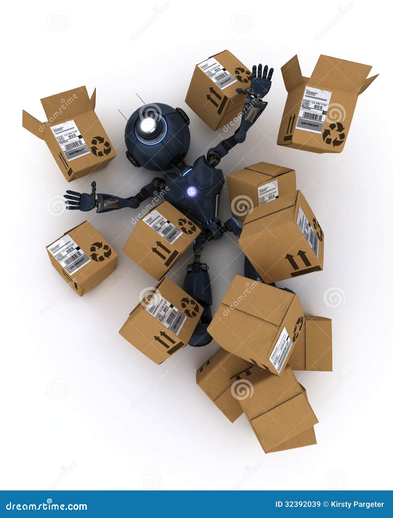 Android with Shipping Boxes Stock Illustration - Illustration of ...