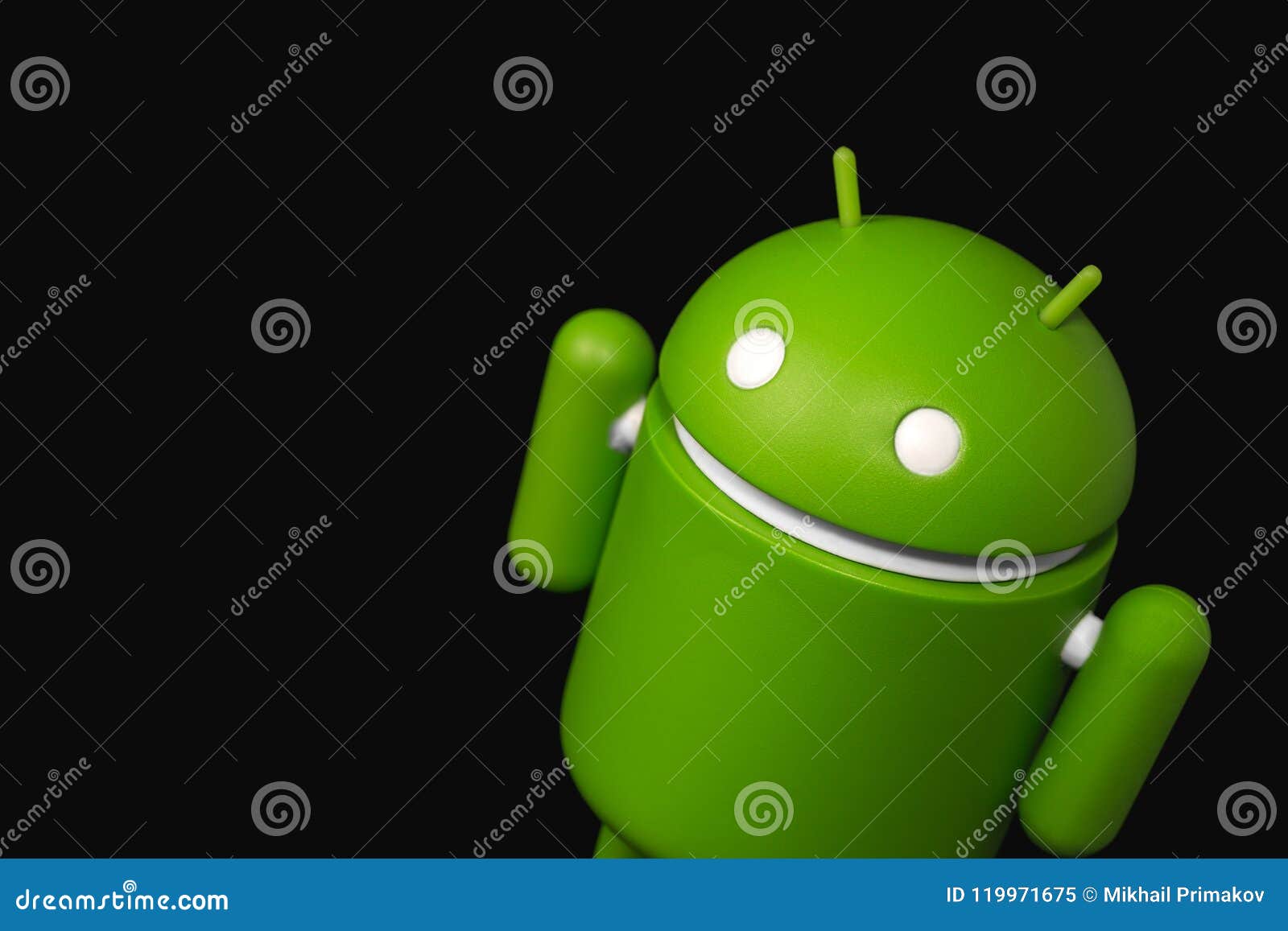 Android Symbol Figure on the Black Background. Android is the O ...