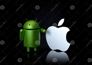 Android Vs Apple IOS Compared - Logo Characters Editorial Photo ...