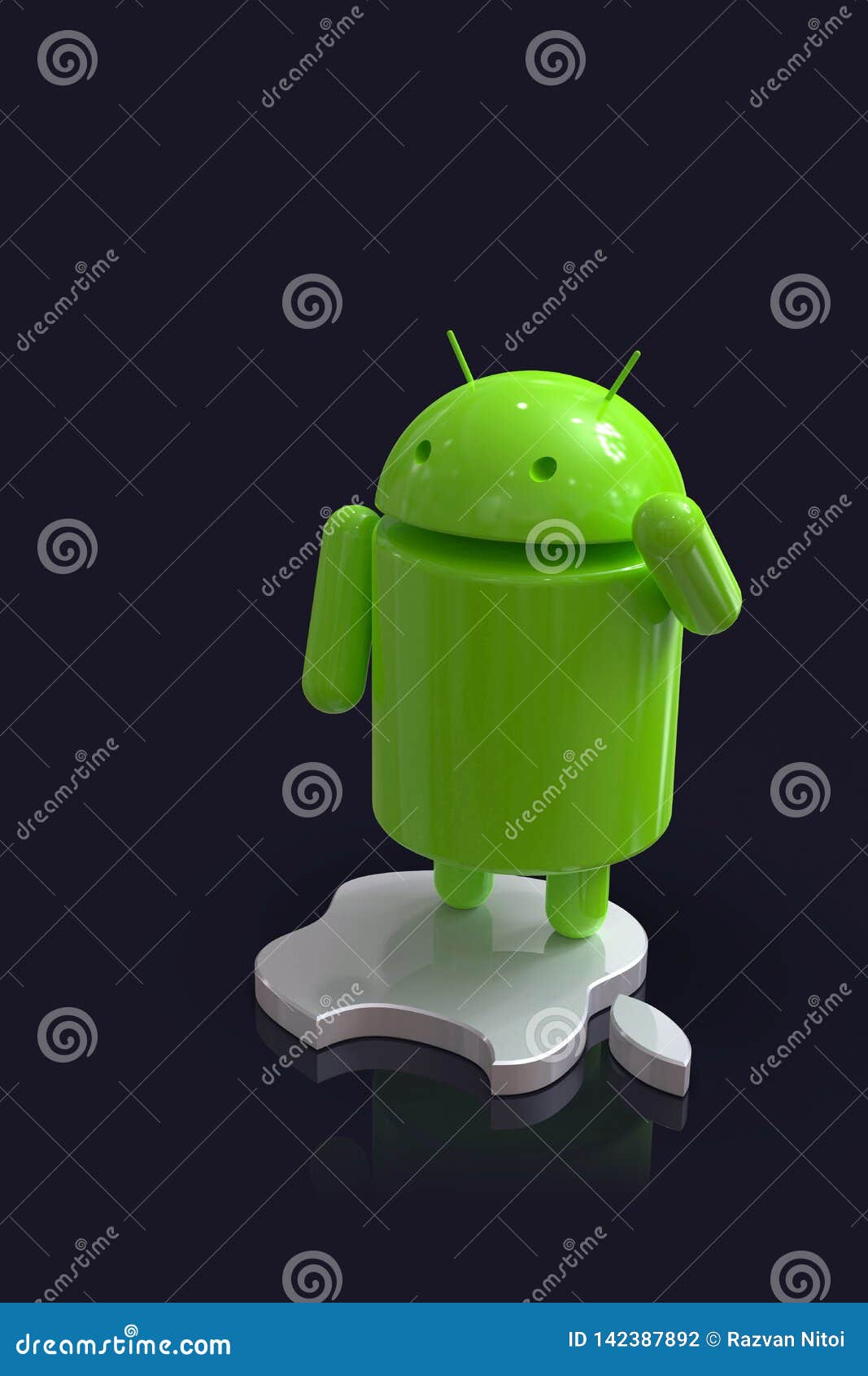 Android Vs Apple IOS Competition Symbol - Logo Characters Editorial ...