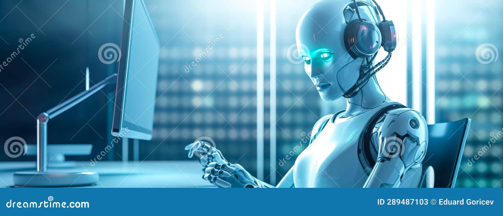 Android Working in the Office, Call Center and Technical Online Support ...