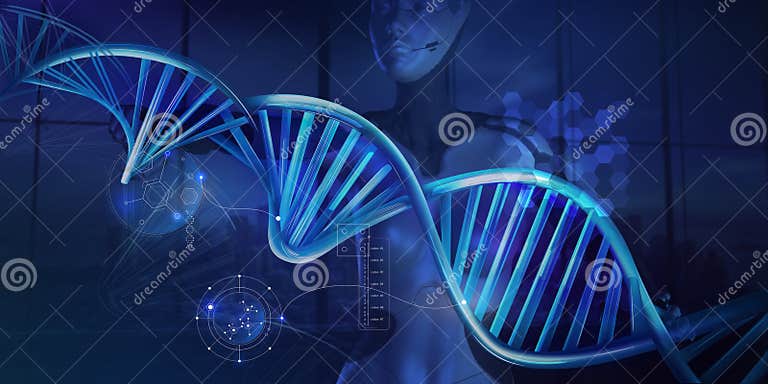 The Work of AI Android with DNA. Stock Image - Image of genomics ...