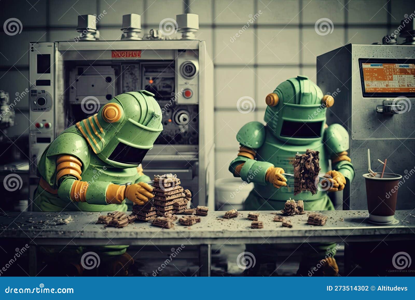 Androids at Work, Fulfilling Various Tasks in Factory Setting Stock ...