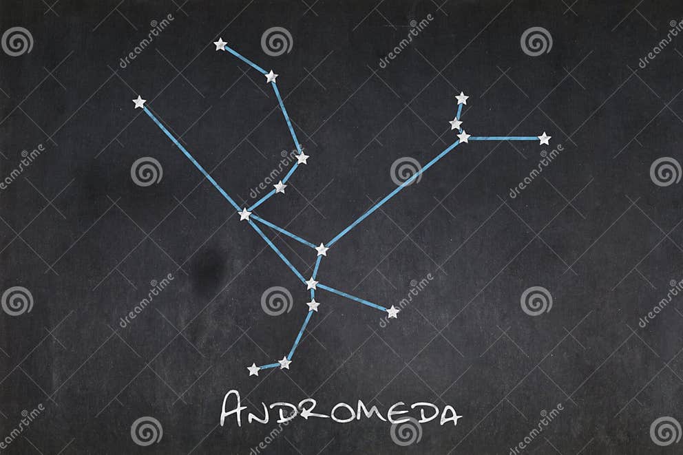 Andromeda Constellation Drawn on a Blackboard Stock Image - Image of ...