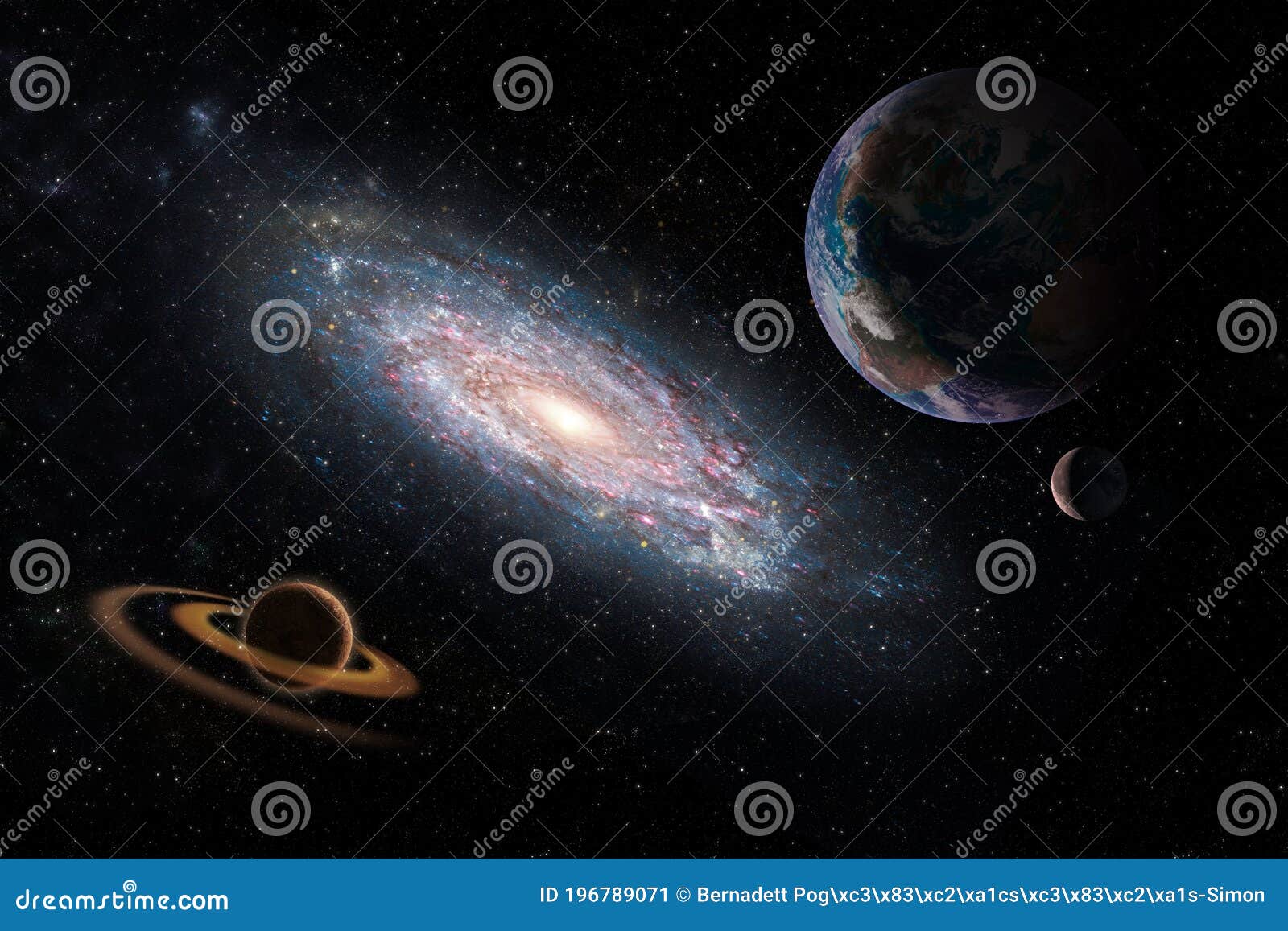 Planets In Deep Space. Space Station In Orbit Of Exoplanet Stock Image ...