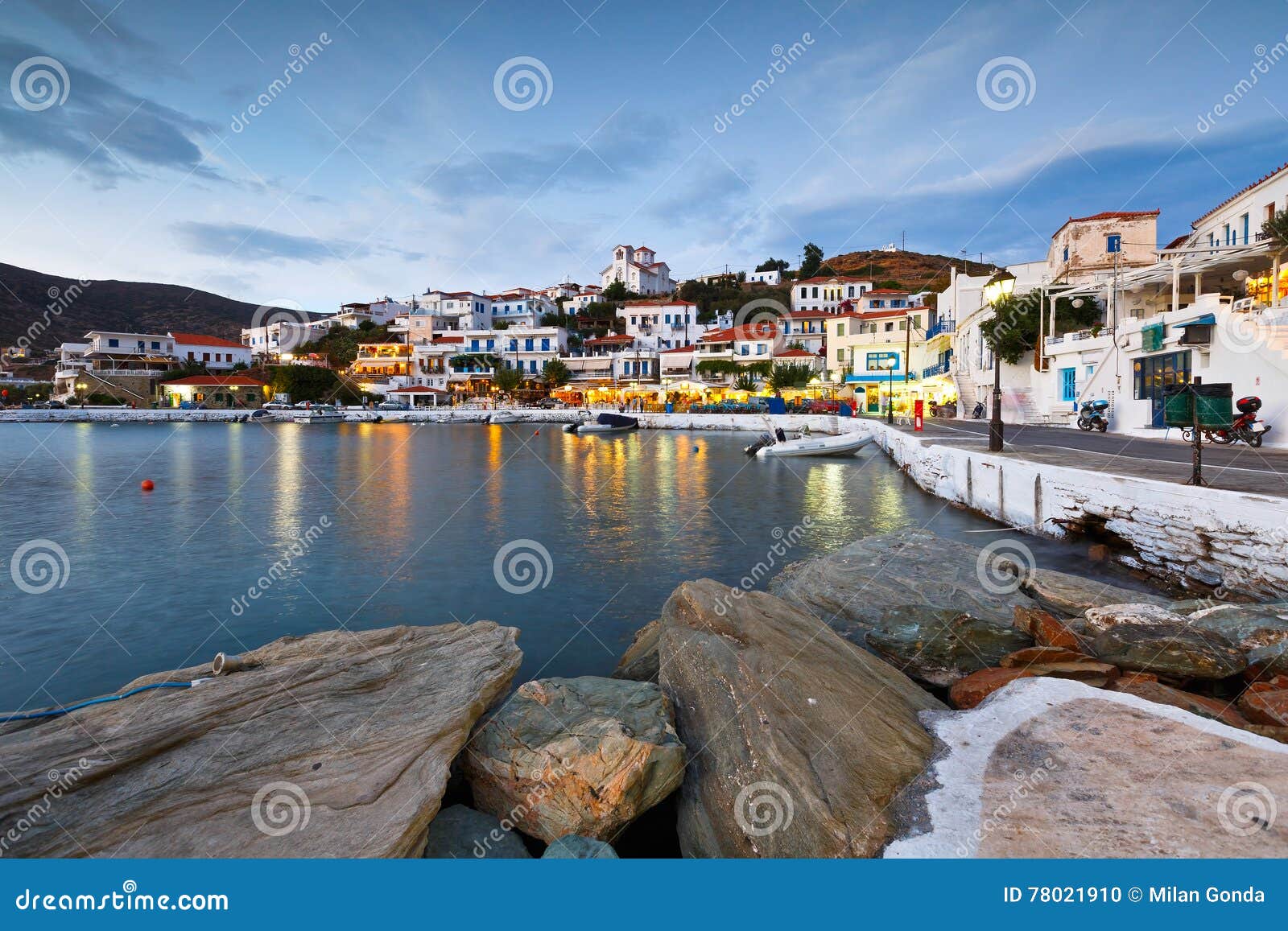 Andros stockfoto. Bild von kanal, abend, seeseite, ägäisch - 78021910