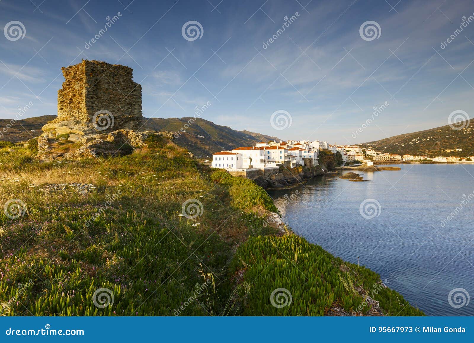Andros. stock image. Image of town, greece, andros, castle - 95667973
