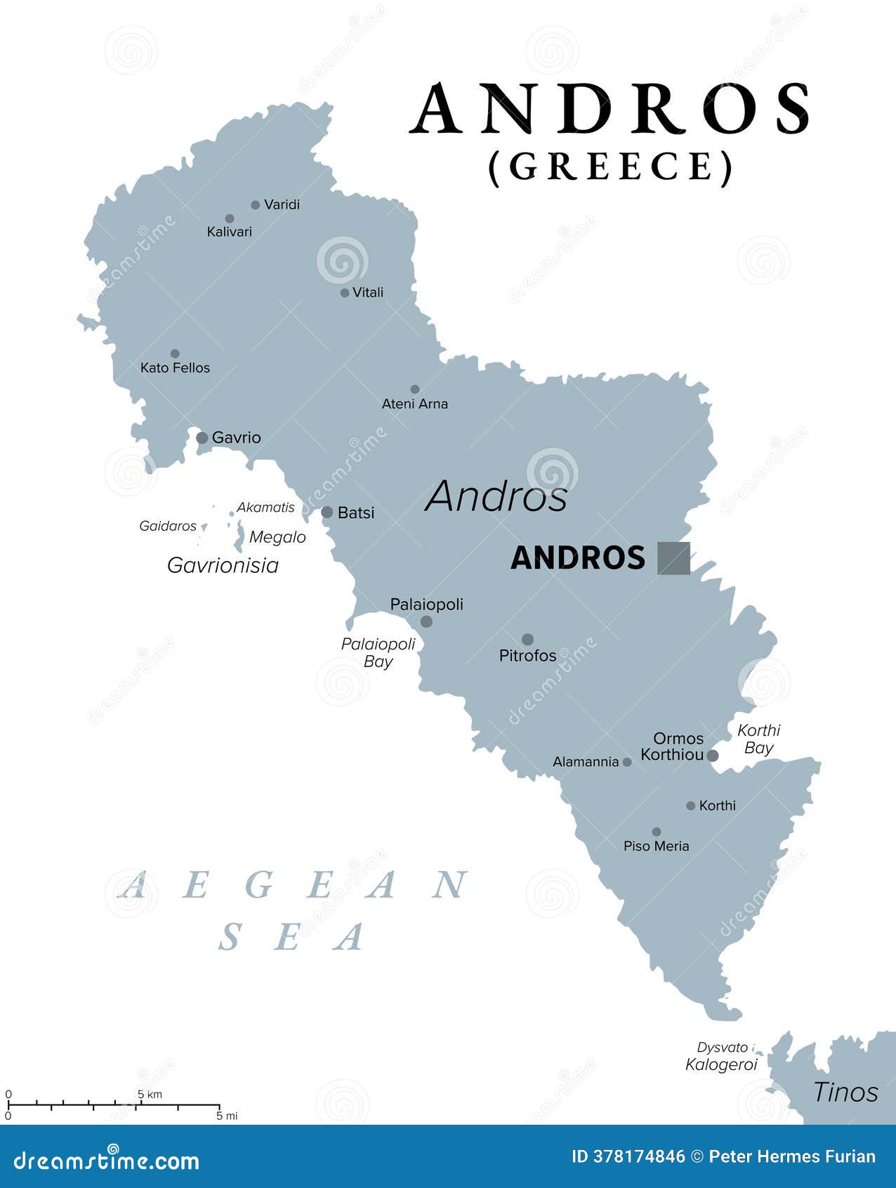 Kos, Or Cos, Greek Island, Part Of Dodecanese Islands, Political Map ...
