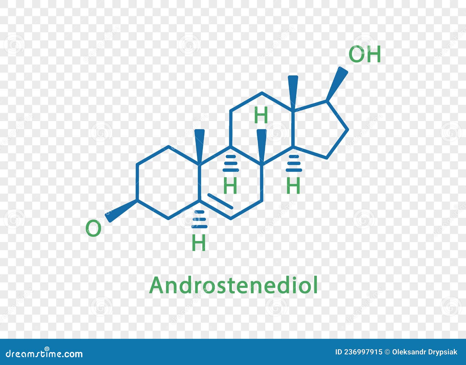 Hormone Androstenediol. Structural Chemical Formula And Molecule 3d ...