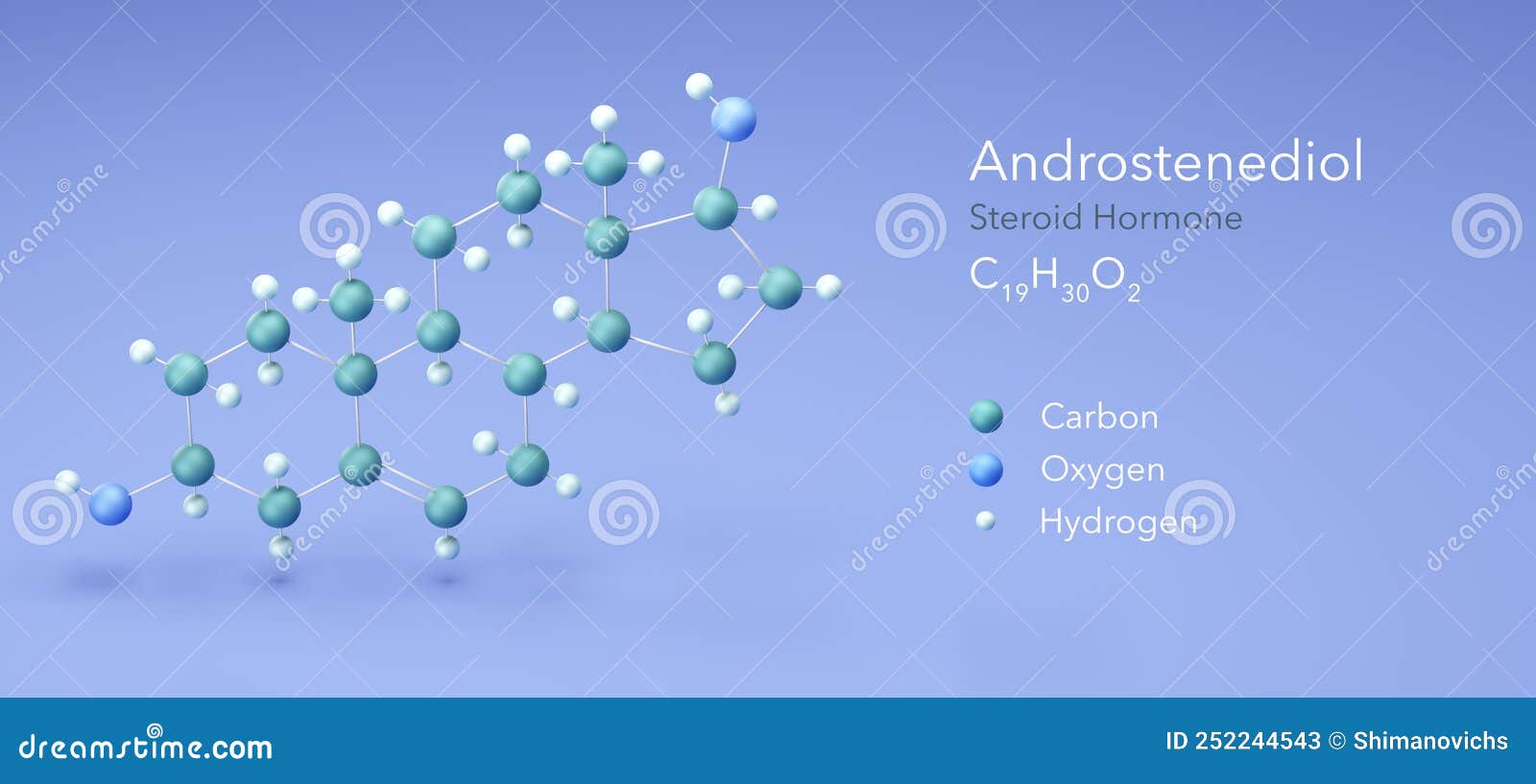 Androstenediol, Steroid Hormone. Molecular Formula 3d Rendering ...