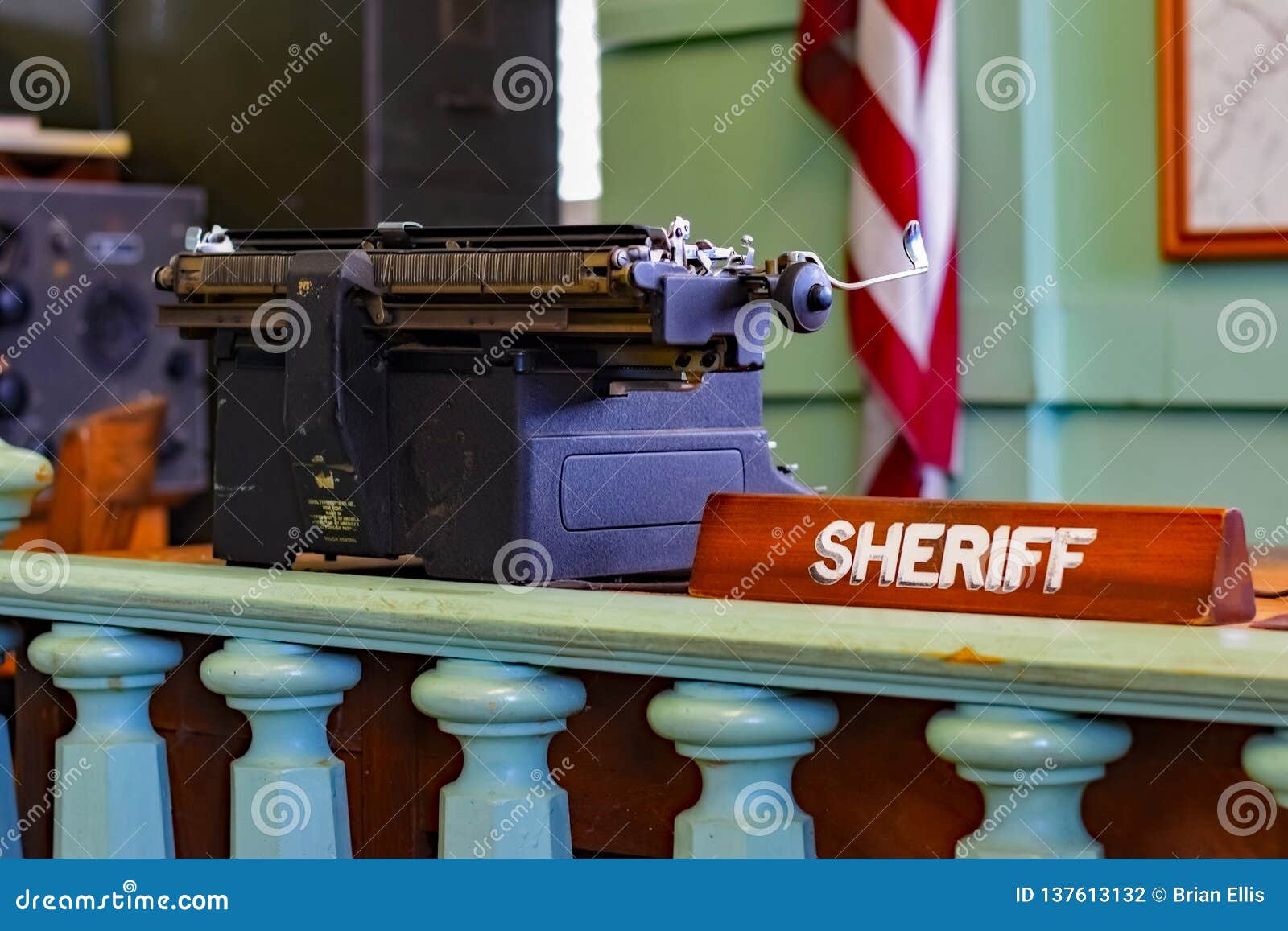 Andy`s Typewriter and Desk stock photo. Image of griffith - 137613132