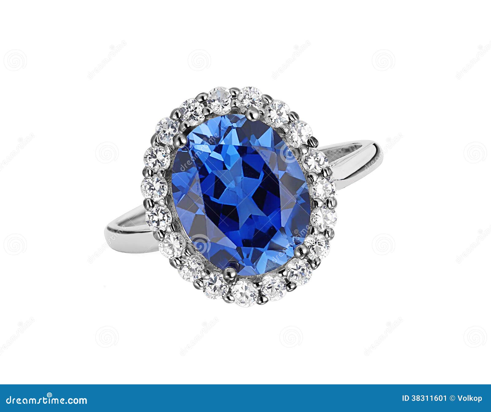 Anel Bonito Com a Gema Azul (pedra) Isolada No Branco Imagem de Stock ...