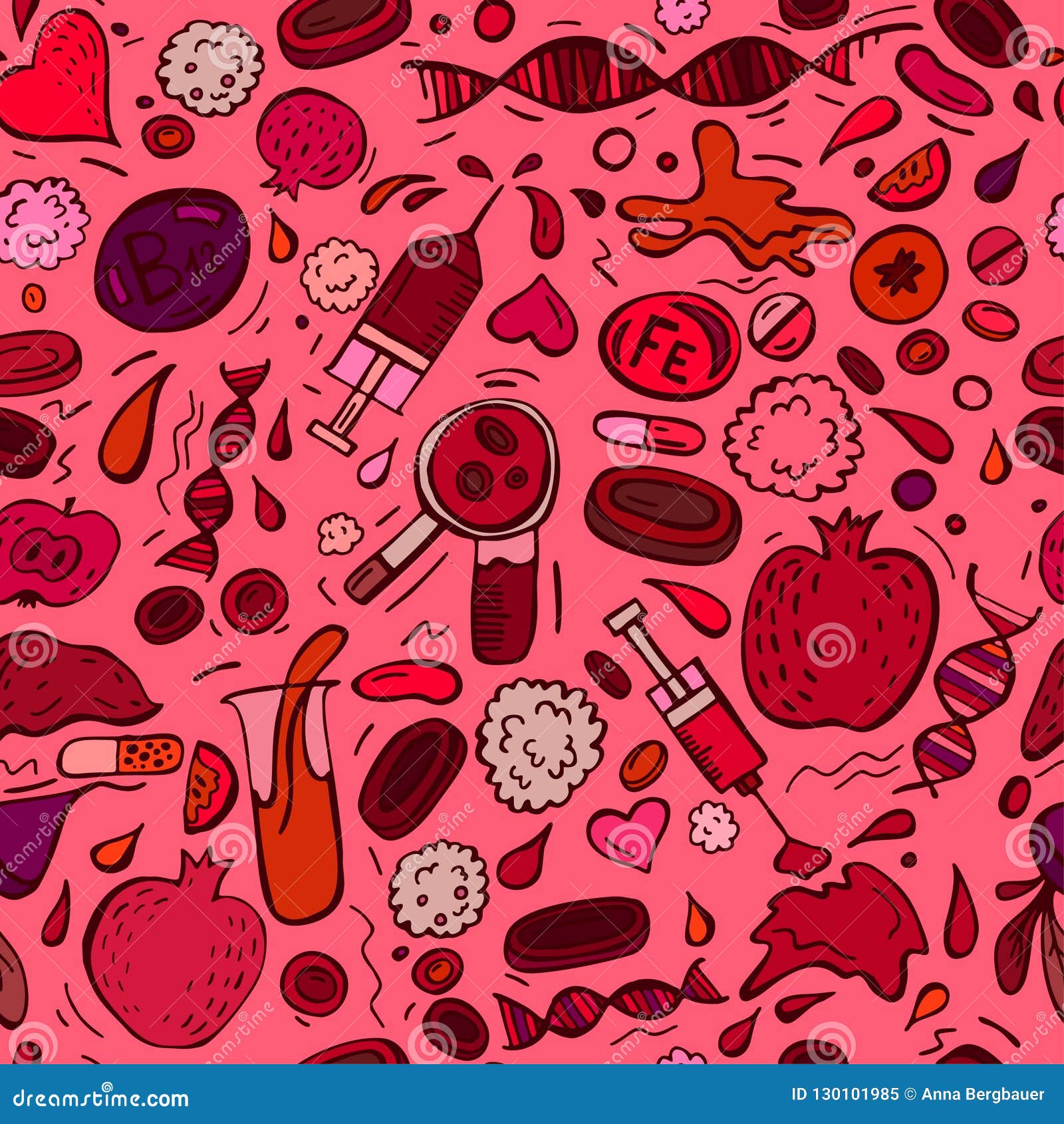 Anemia seamless pattern stock vector. Illustration of cell - 130101985