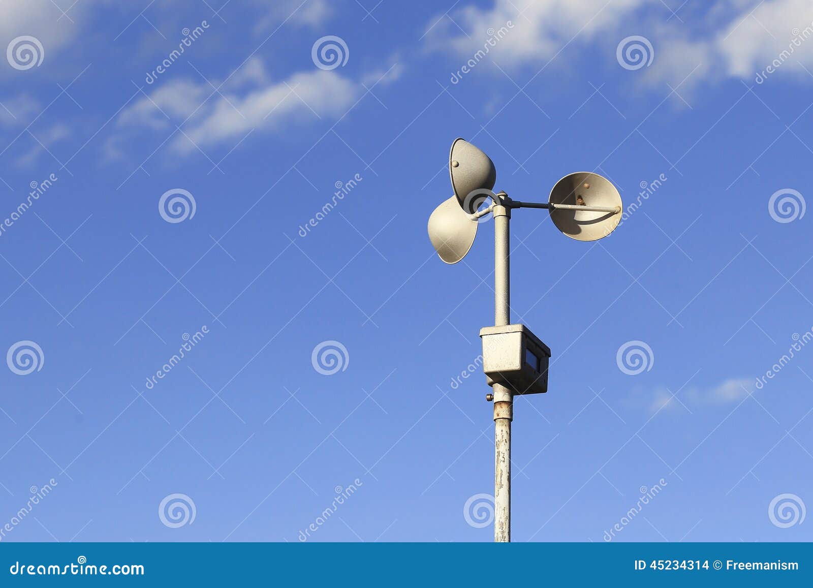 Rotating Anemometer Measuring Wind Speed Placed On The Hill Overlooking ...