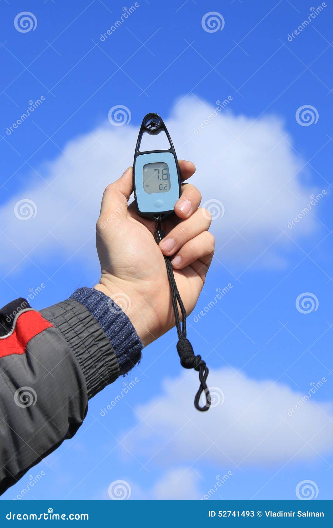 Anemometer in the hand stock image. Image of measuring - 52741493