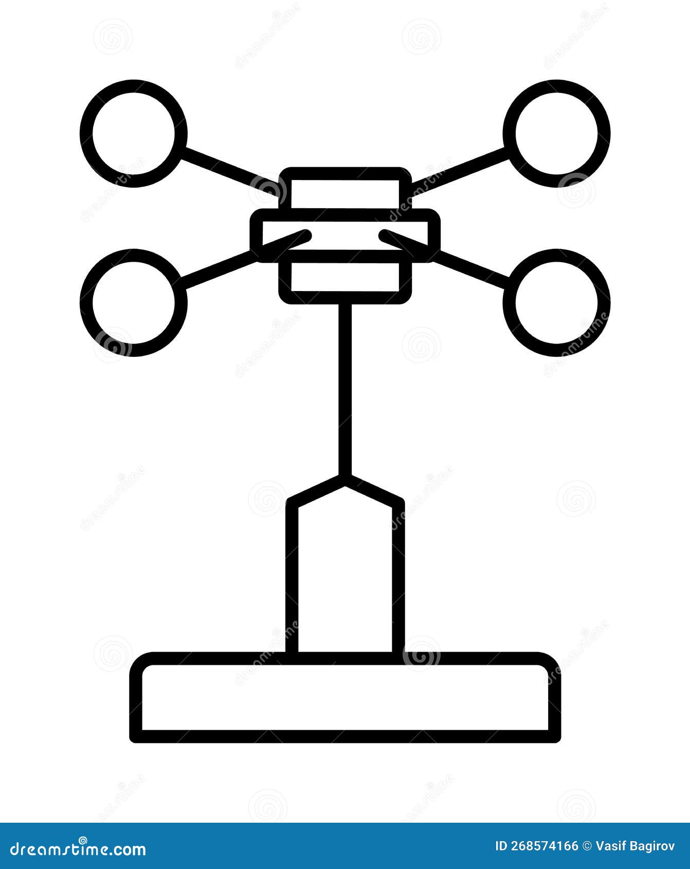 Anemometer, Line Vector Icon on Transparent Background. Outline ...