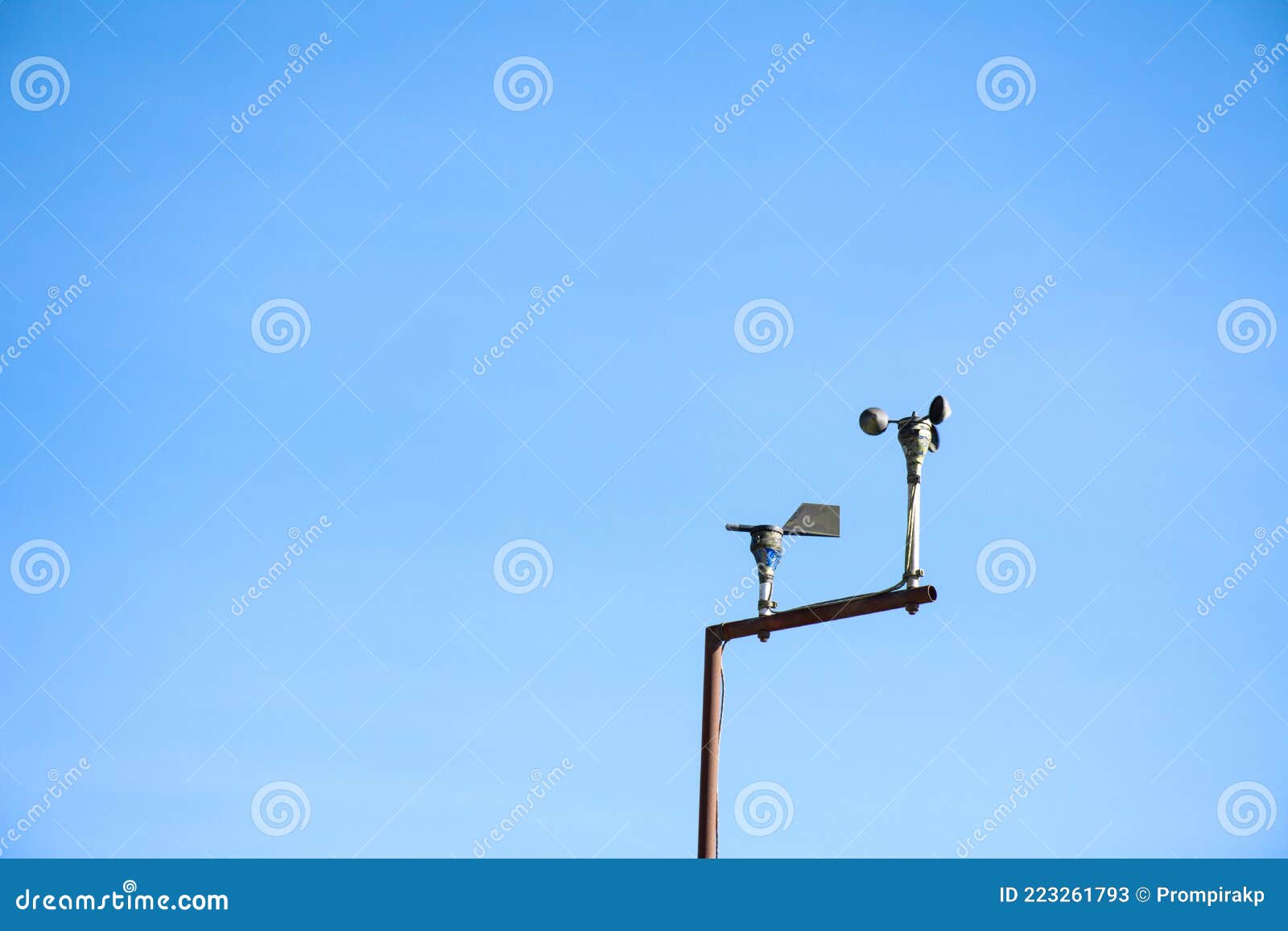Anemometer in Meteorological Weather Station with Blue Sky Background ...