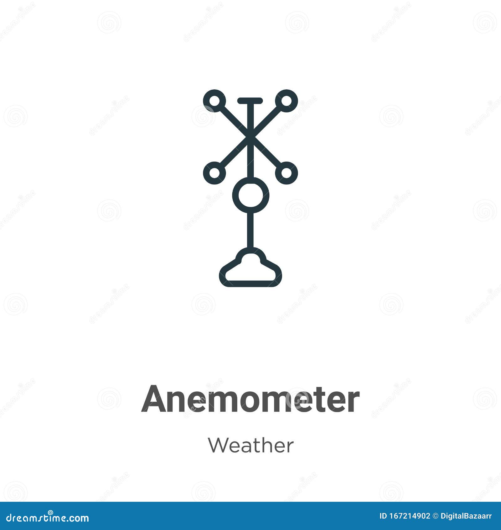 Anemometer Outline Vector Icon. Thin Line Black Anemometer Icon, Flat ...