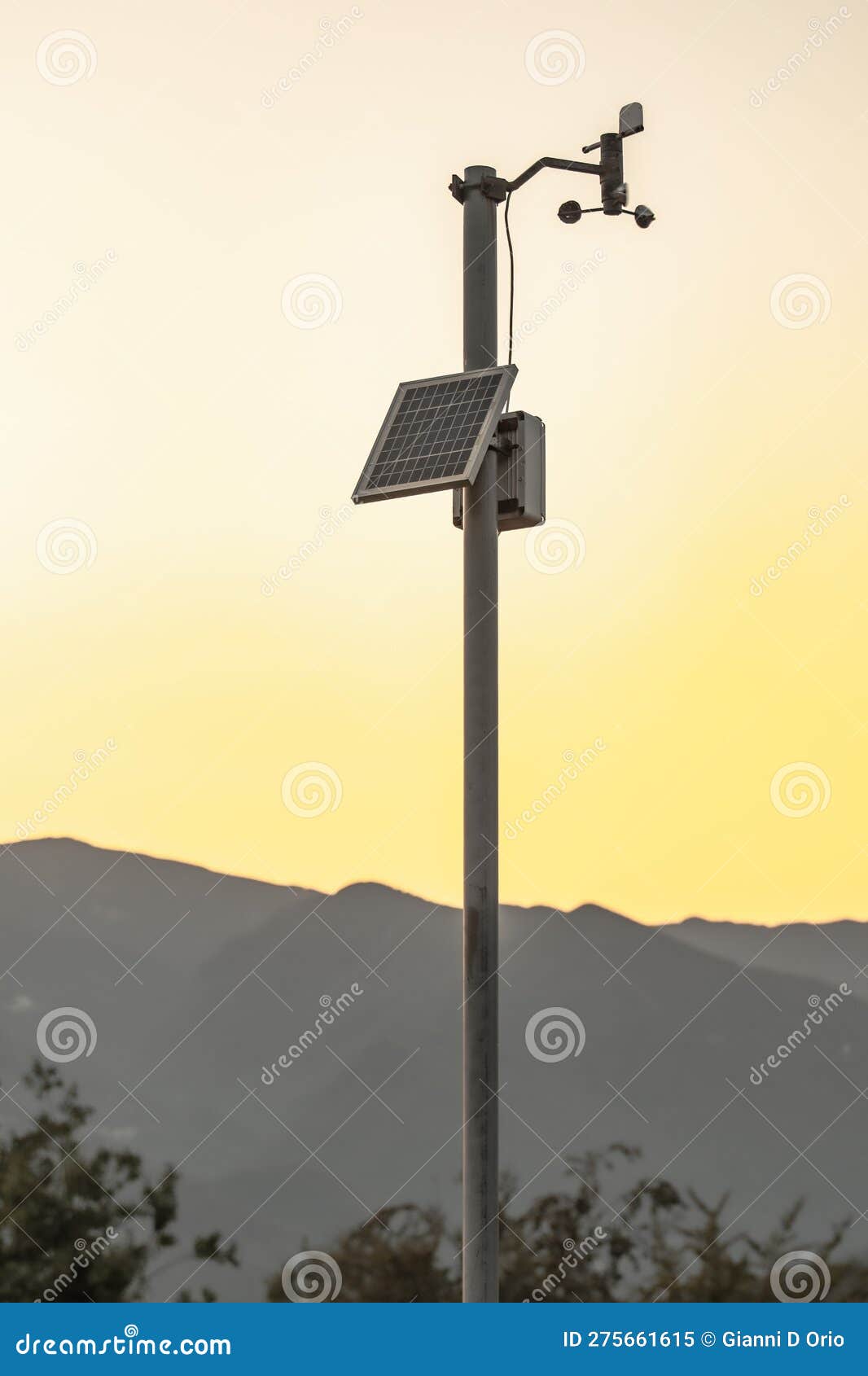 Anemometer with Solar Energy Panel Stock Image - Image of technology ...