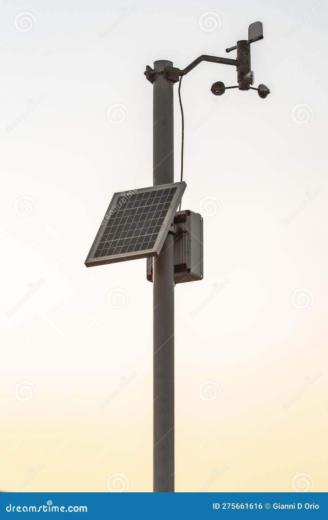 Anemometer with Solar Energy Panel Stock Photo - Image of monitoring ...