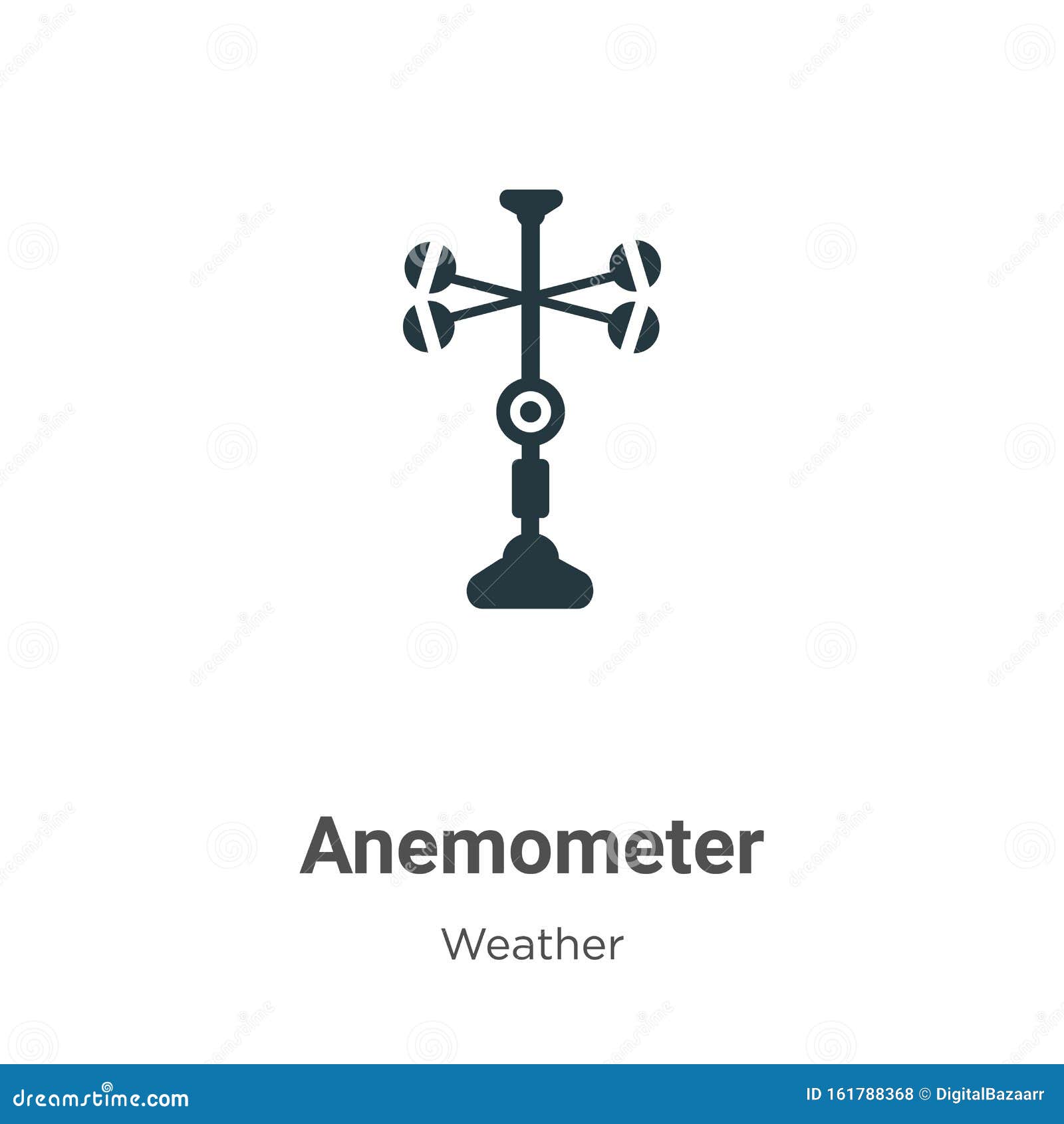Anemometer Vector Icon on White Background. Flat Vector Anemometer Icon ...