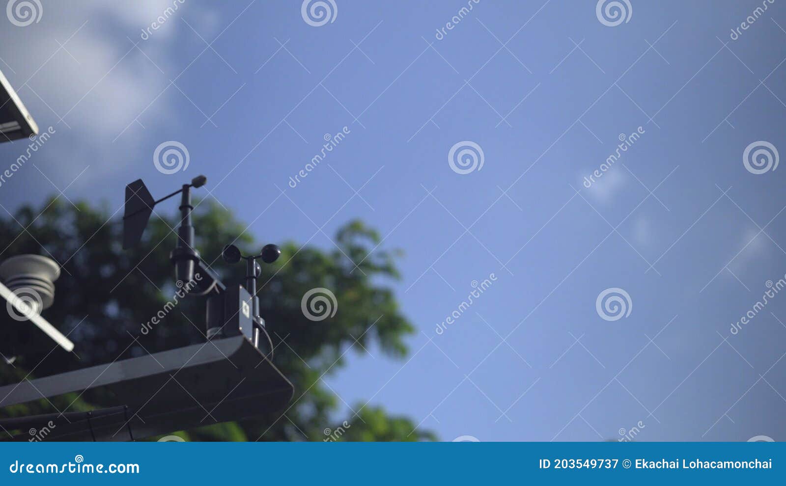 Anemometer for Wind Meter Vane Spinning in Loop with Sky Stock Video ...