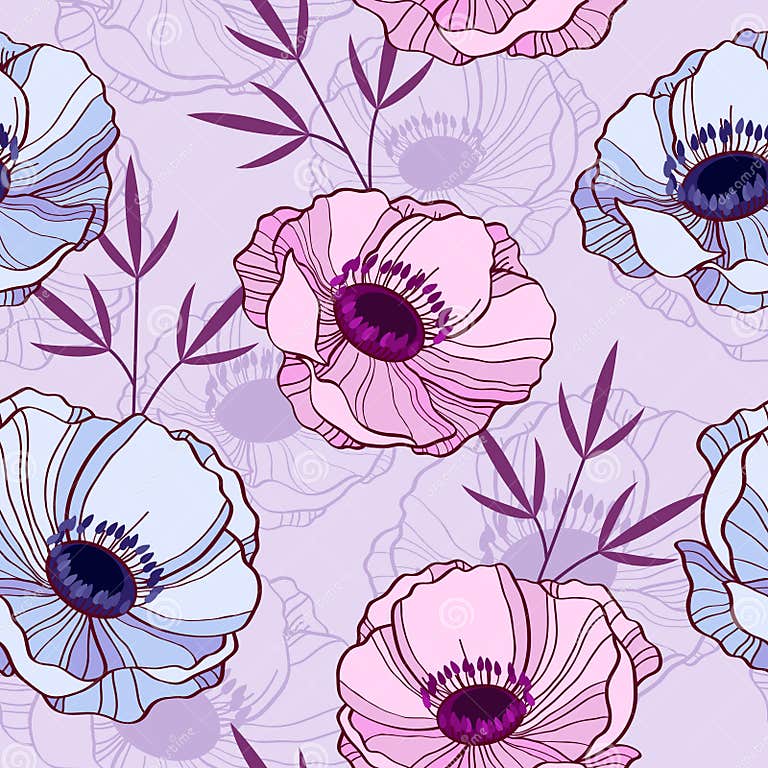 Anemone floral pattern stock illustration. Illustration of design ...