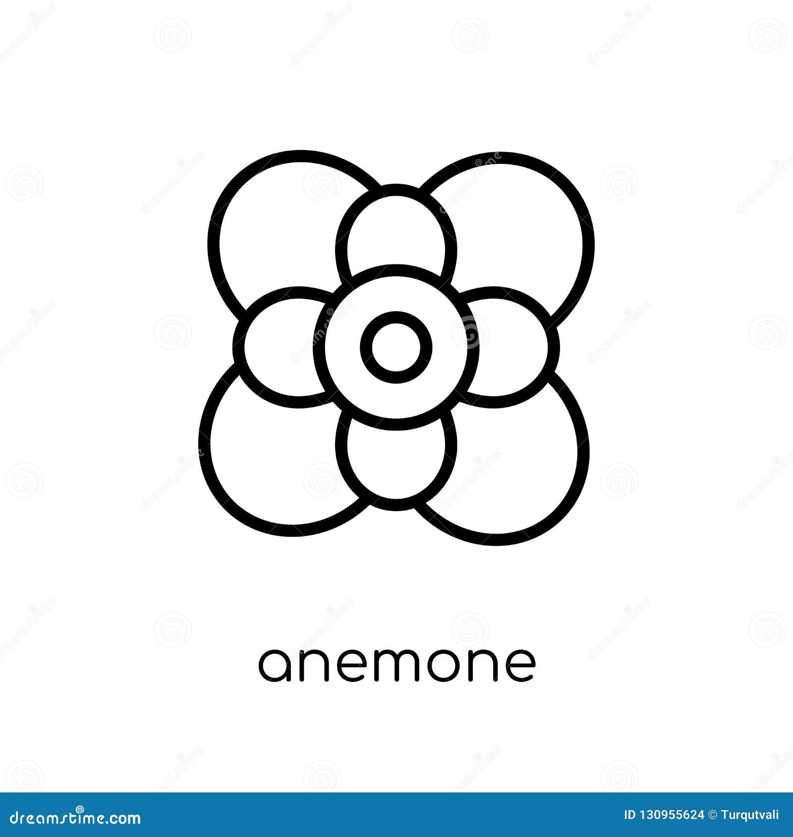 Anemone Icon. Trendy Modern Flat Linear Vector Anemone Icon on W Stock ...