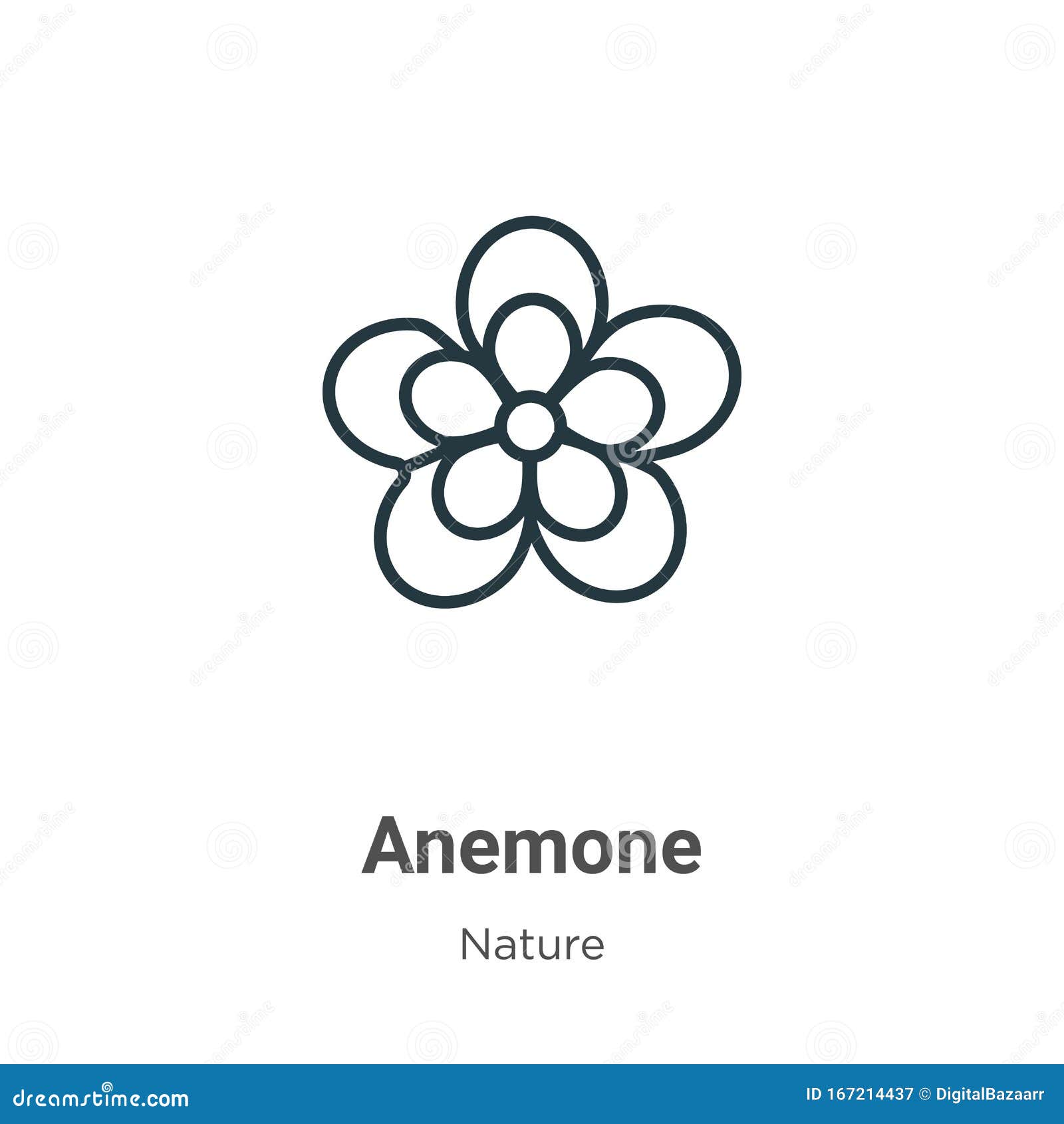 Anemone Outline Vector Icon. Thin Line Black Anemone Icon, Flat Vector ...