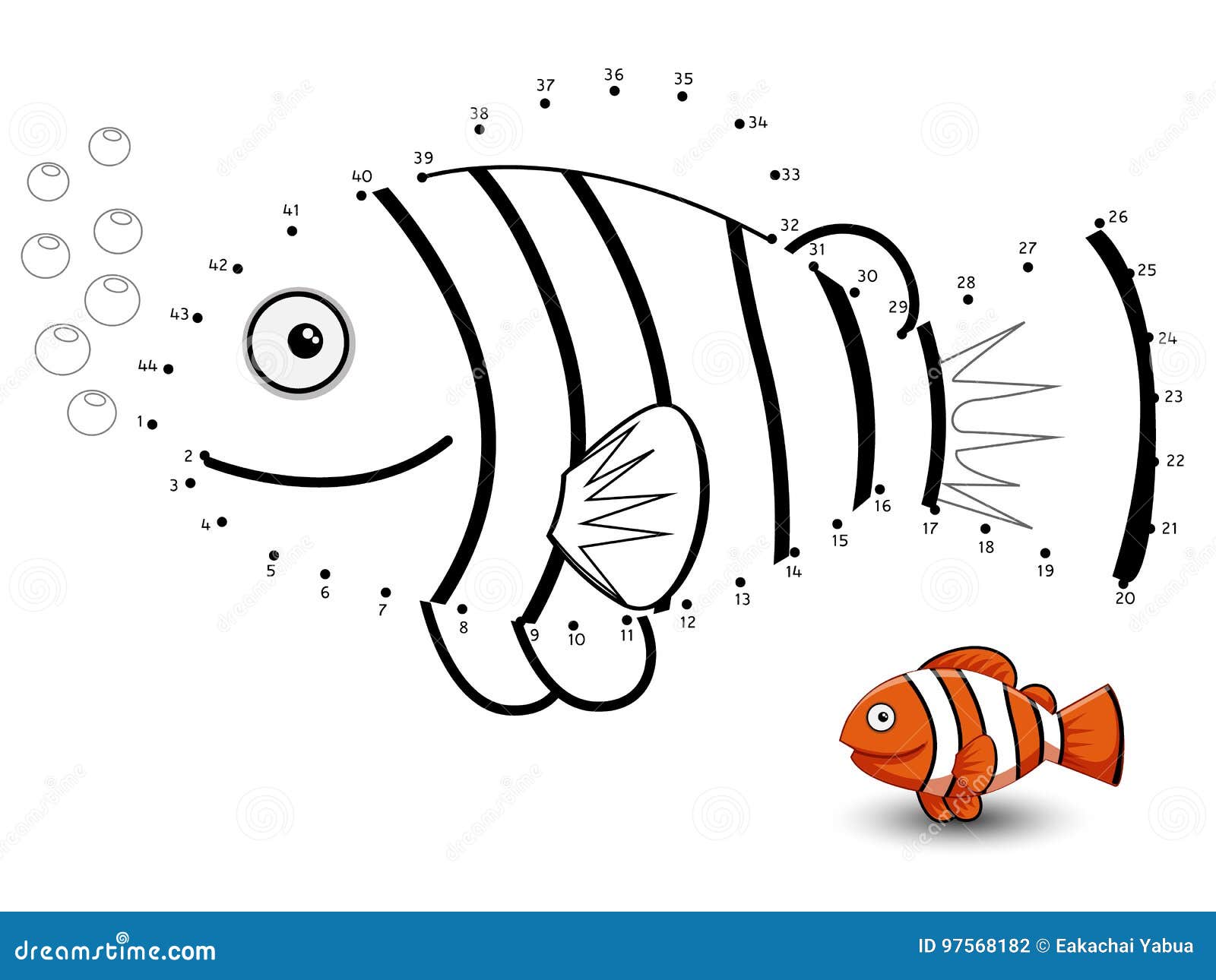 Anemonefish Connect the Dots and Color Stock Vector - Illustration of ...