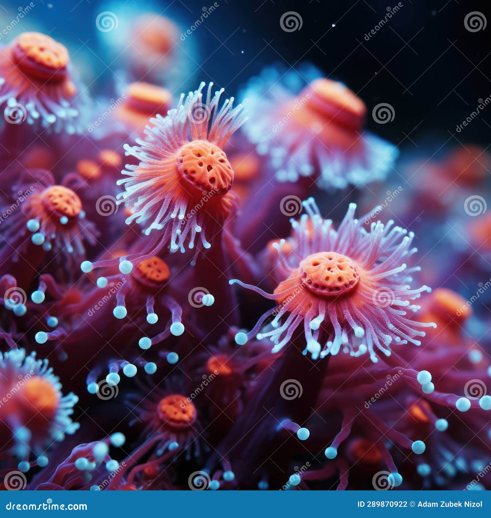 An Anemones with Small Round Objects Stock Illustration - Illustration ...