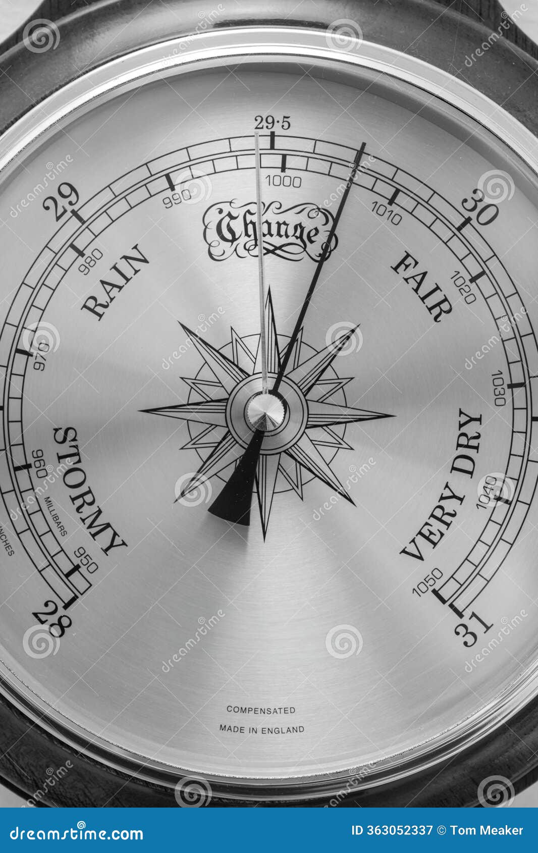 Aneroid barometer stock image. Image of indoors, mounted - 363052337
