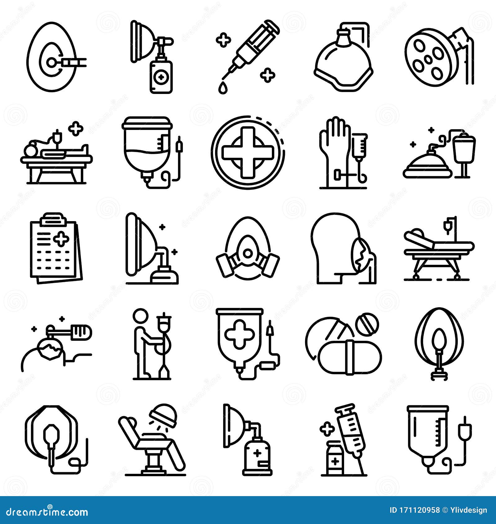 Anesthesia Icons Set, Outline Style Stock Vector - Illustration of ...