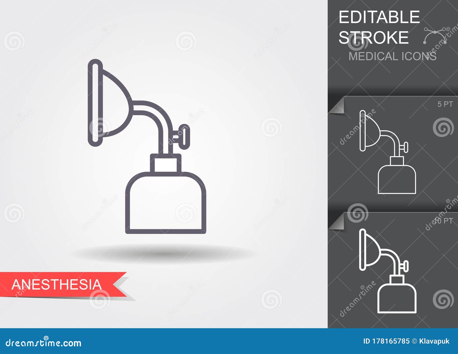 Anesthesia Mask. Linear Medical Symbols With Editable Stroke Cartoon ...