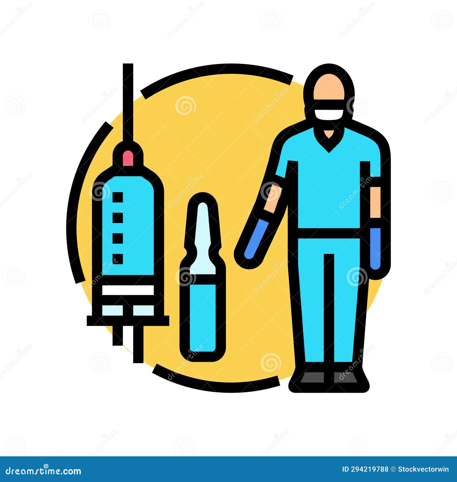Anesthesia Technician Color Icon Vector Illustration Stock Vector ...
