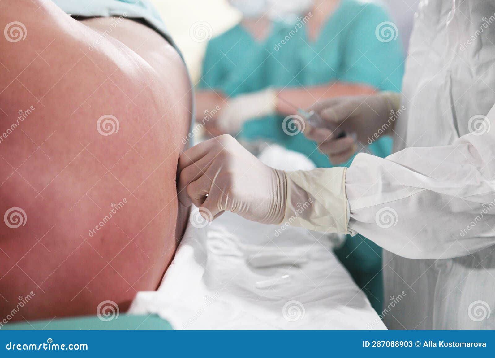 Anesthesiologist Performs Epidural Anesthesia. Injections of Spinal ...