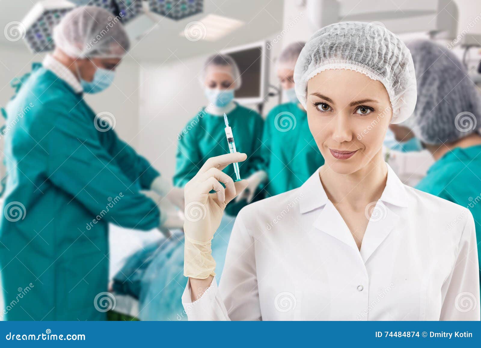 Anesthetist with Syringe and Surgery Teem Stock Photo - Image of ...