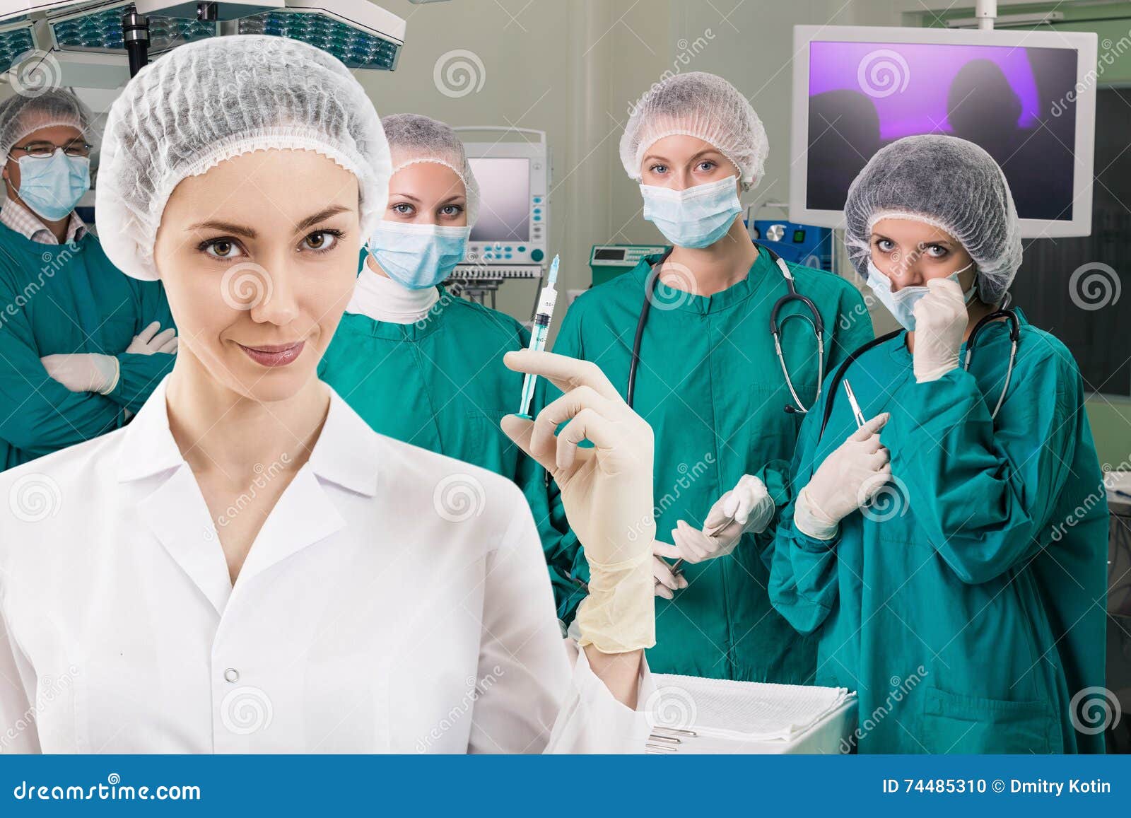 Anesthetist with Syringe and Surgery Teem Stock Photo - Image of ...