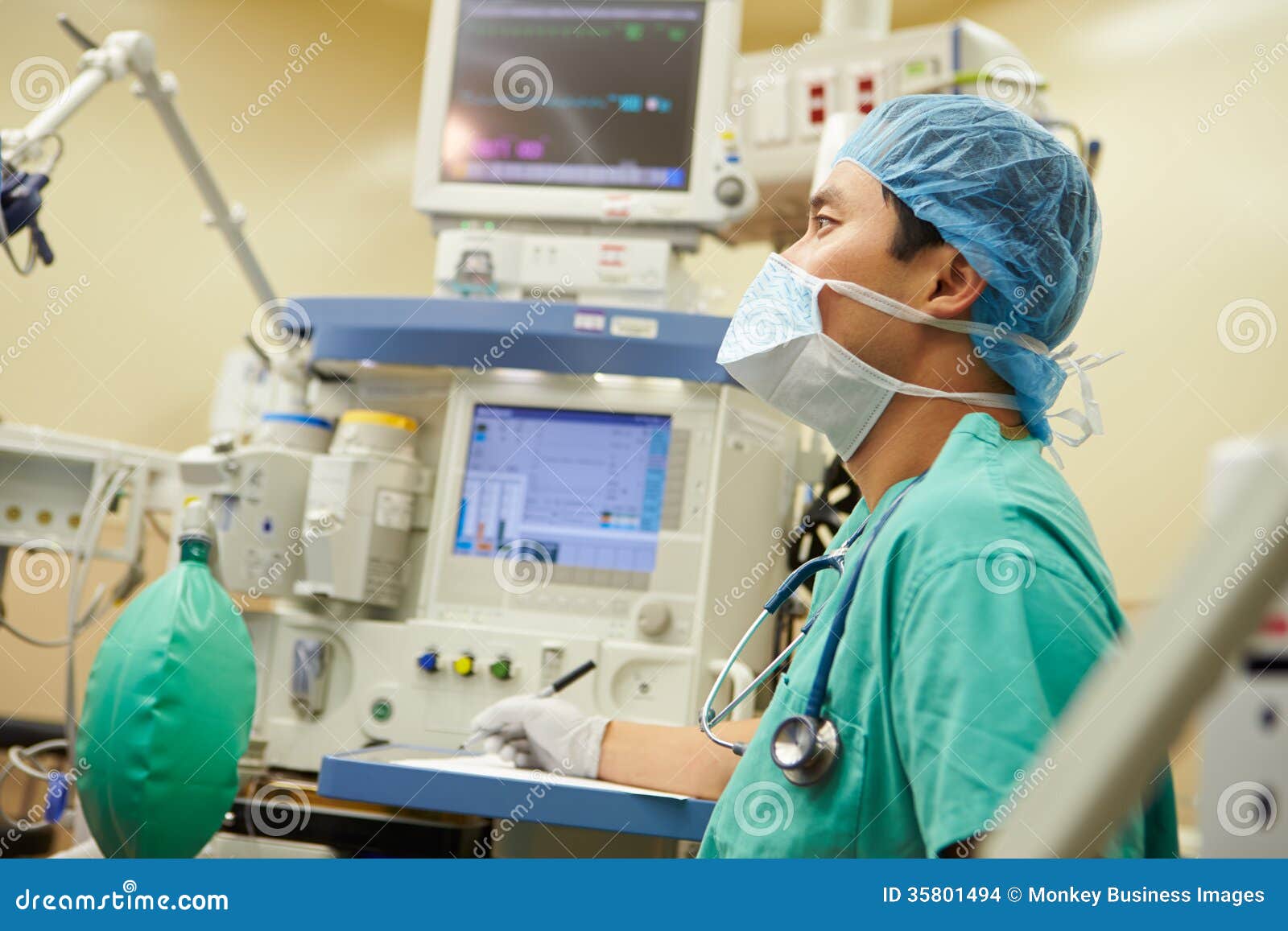 Anesthetist Working in Operating Theatre Stock Photo - Image of surgeon ...